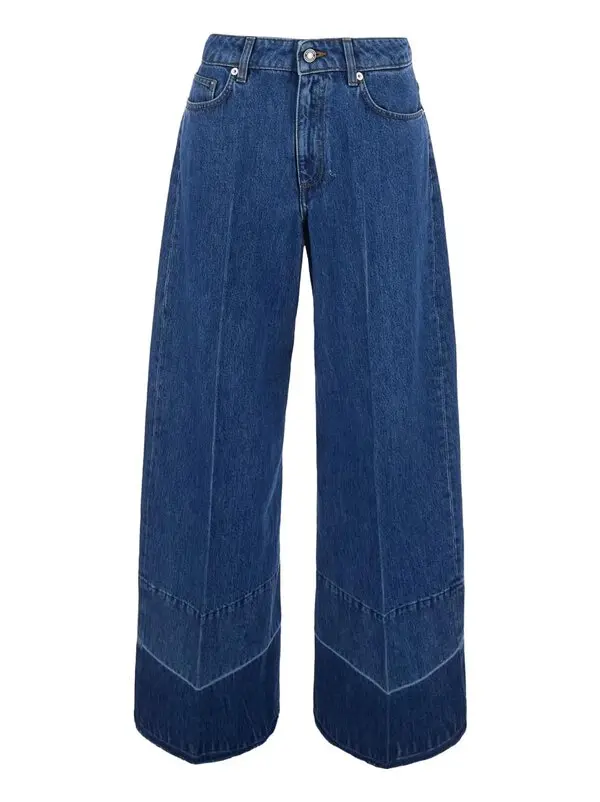 Givenchy Blue Wide-leg Jeans With Raw Hem In Denim For - Multicolor