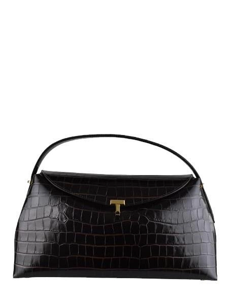 TOTEME T-lock Croco-embossed Leather Top Handle Bag - Brown