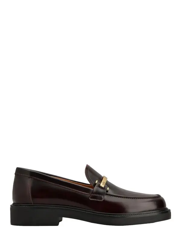 TOD'S Leather Loafers With Metal Bar - Red