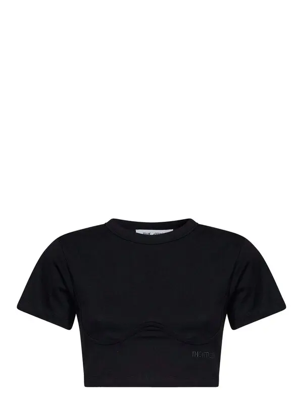Attico Cotton Jersey Cropped T-shirt - Multicolor