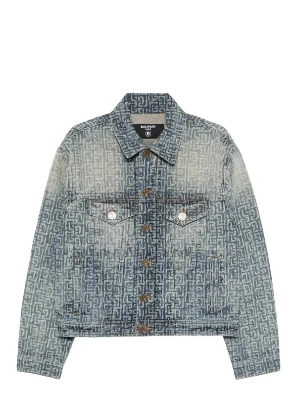 Balmain Monogrammed Denim Jacket - Blue