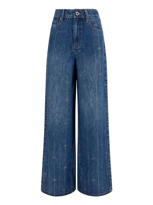 SELF-PORTRAIT Crystal-striped Jeans - Blue
