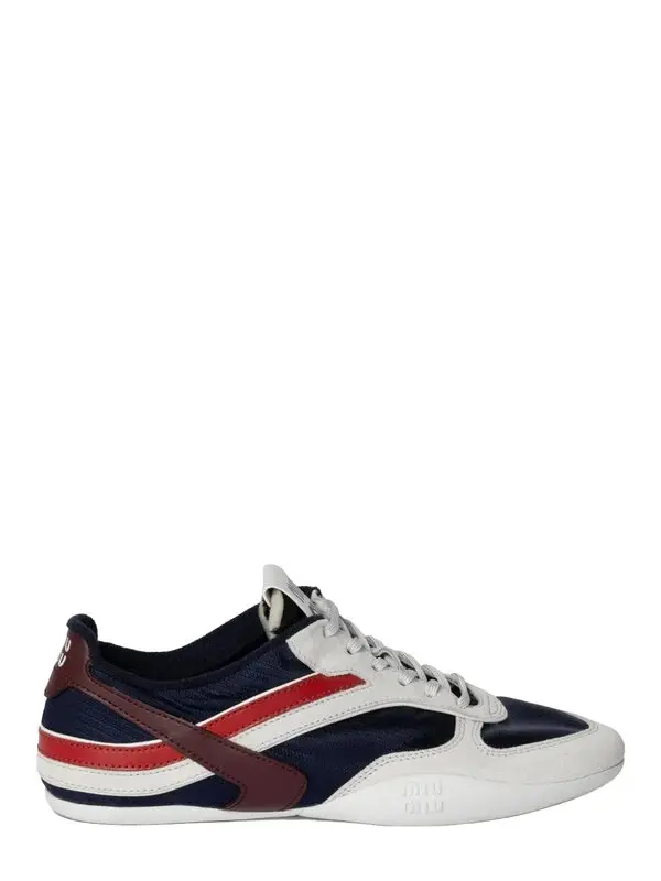 Miu Miu Gymnasium Technical Fabric And Suede Sneakers - Blue