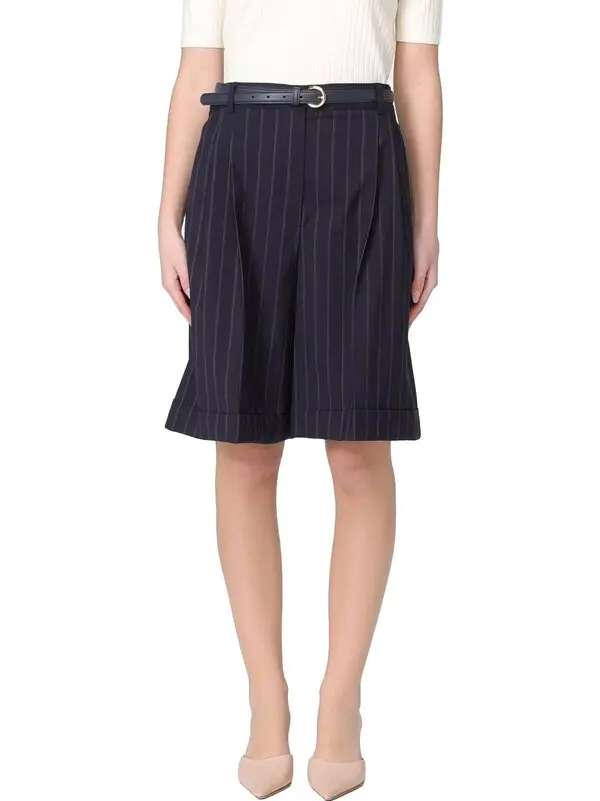 Max Mara Pinstriped Virgin Wool Shorts - Blue
