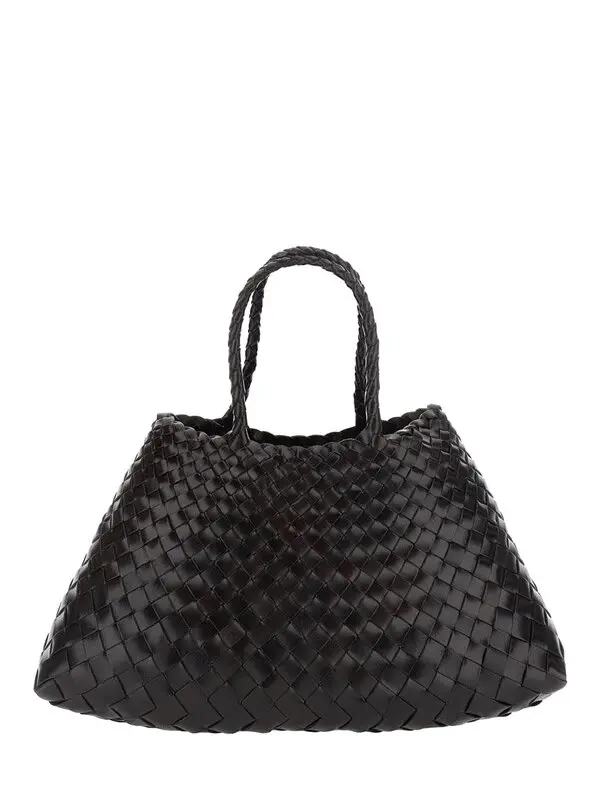 Dragon Diffusion Santa Croce' Small Handbag With Woven Design In Leather For - Brown