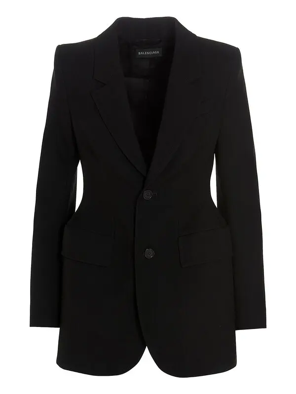 Balenciaga Hourglass Wool Twill Single-breasted Blazer - Black