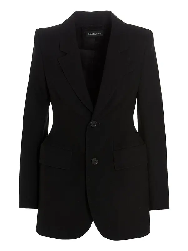 Balenciaga Hourglass Wool Twill Single-breasted Blazer - Black