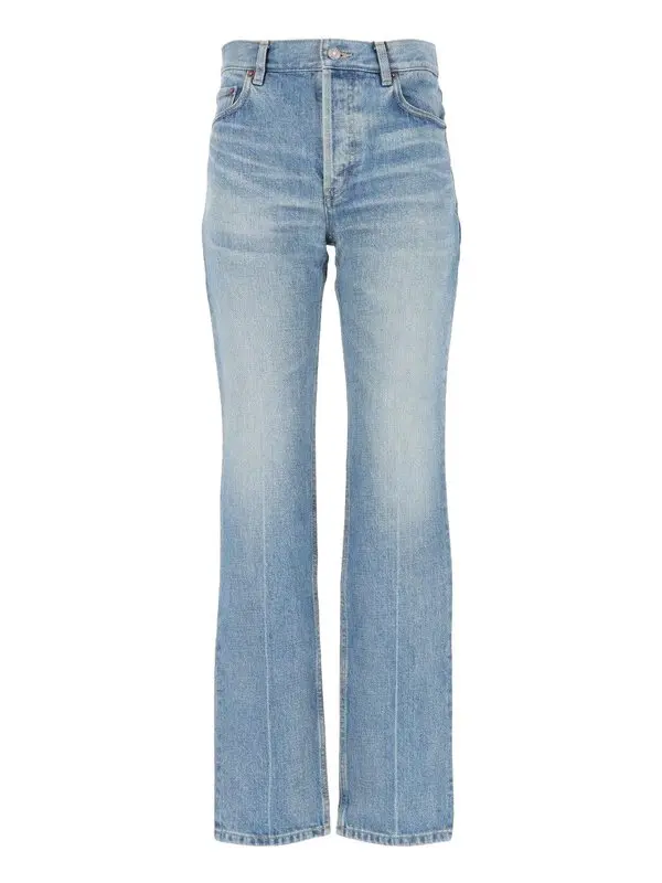 Saint Laurent Straight Jeans In Authentic Medium Denim - Blue