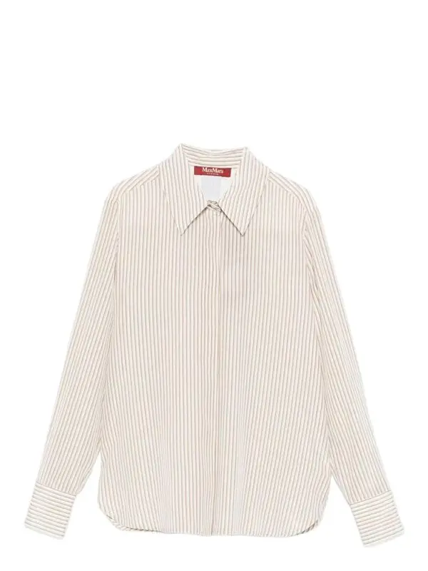 Max Mara Striped Silk Shirt - Brown