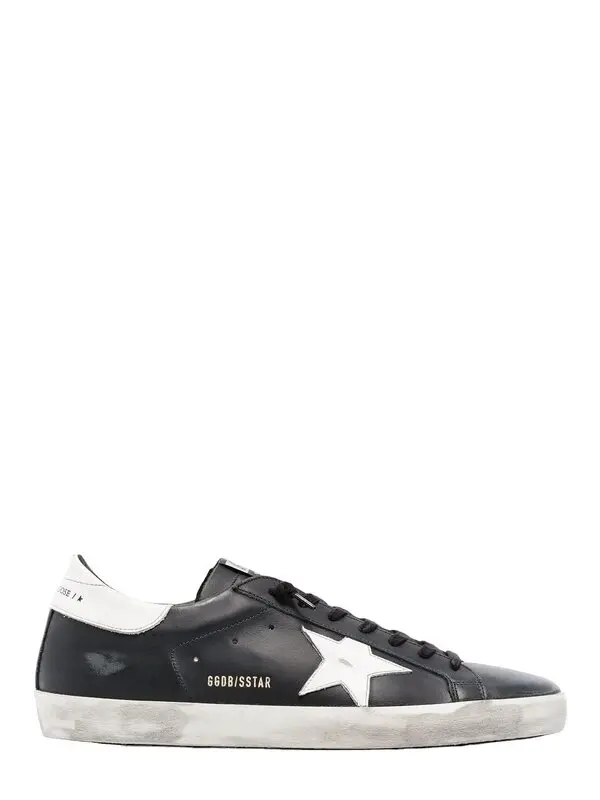 GOLDEN GOOSE Super-star Distressed-effect Leather Sneakers - Black