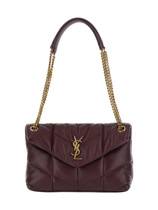 Saint Laurent Bordeaux Crossbody Bag With Sliding Chain Strap And Cassandre Plaque On Front In Quilted Leather For - Multicolor