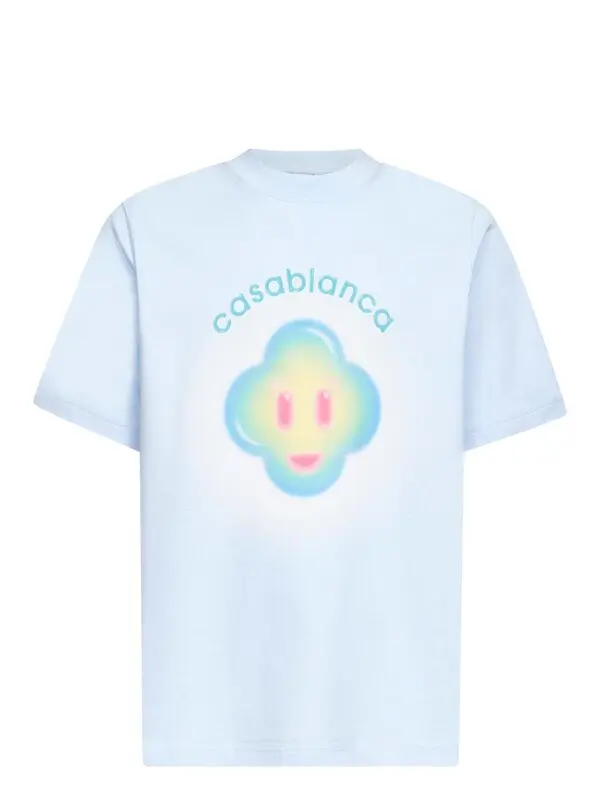 Casablanca Light Blue Airbrush Smiley T-shirt - Multicolor
