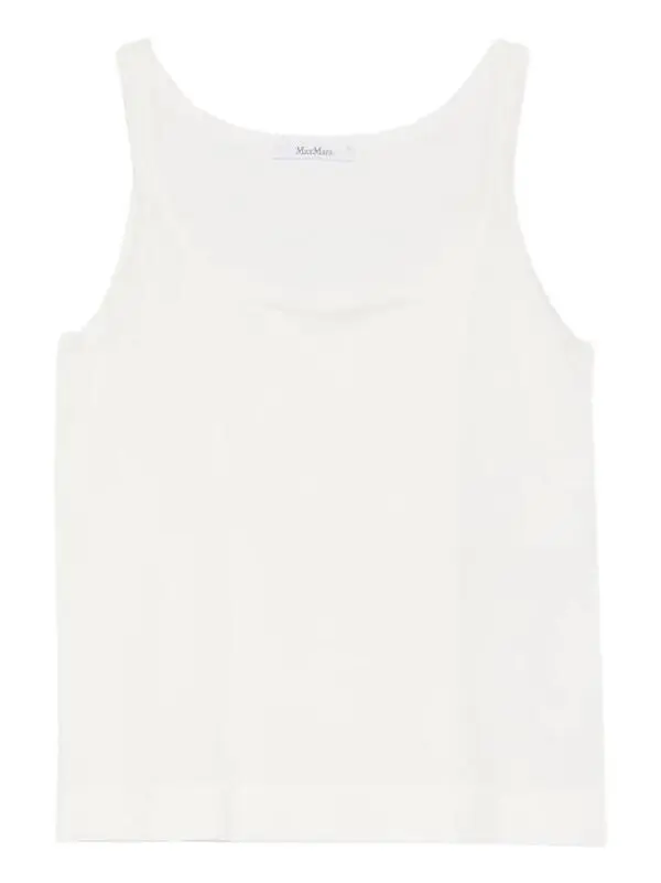 Max Mara Ribbed Square Neck Tank Top - White