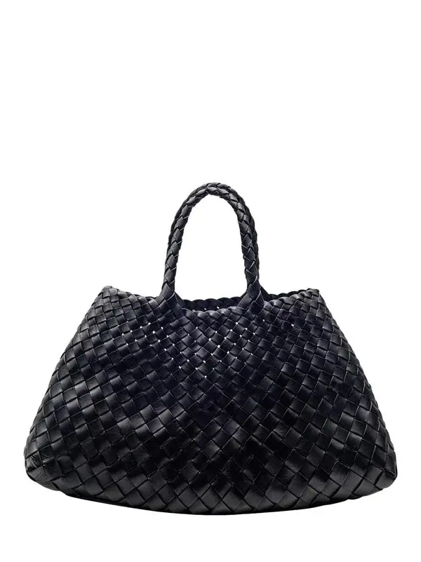 Dragon Diffusion Handbag 'santa Croce' With Two Top Handles And Woven Design In Leather For - Black