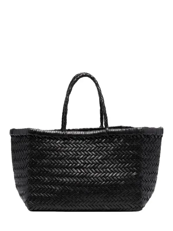 Dragon Diffusion Woven Leather Triple Jump Tote Bag - Black