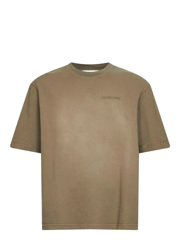 GOLDEN GOOSE Beige Bleached Cotton Jersey Journey T-shirt - Multicolor