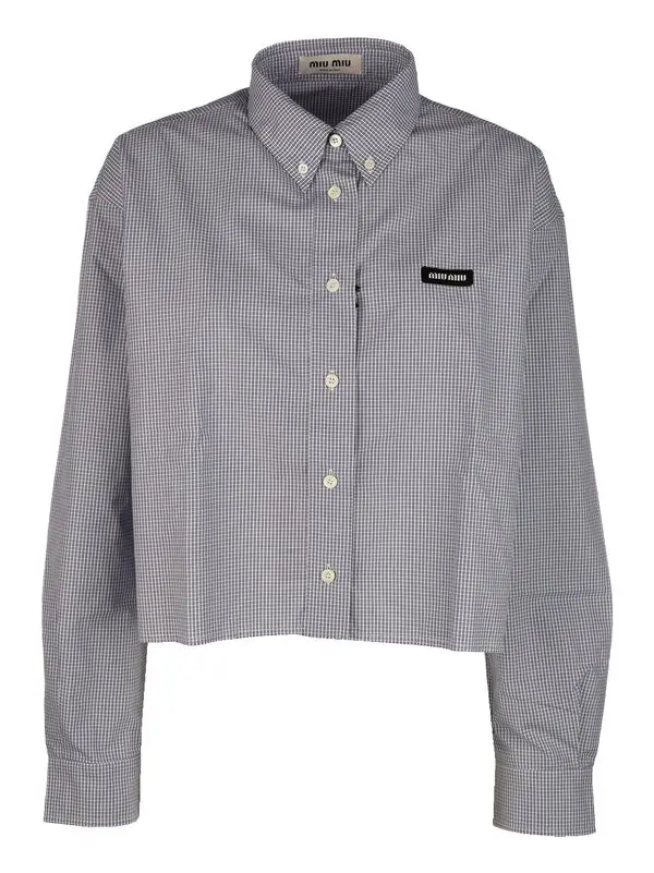 Miu Miu Checked Long Sleeve Crop Shirt - Multicolor