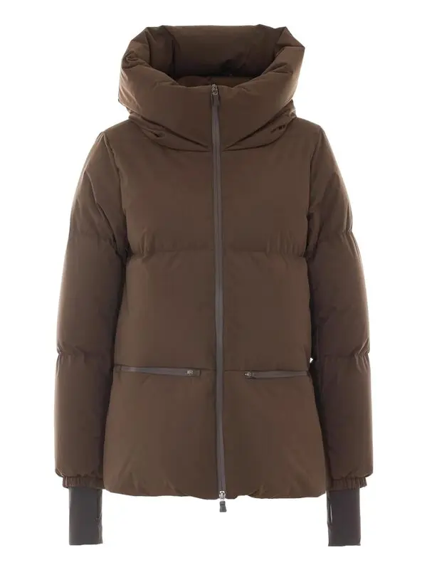 Herno 2layers Hooded Short Down Jacket - Brown
