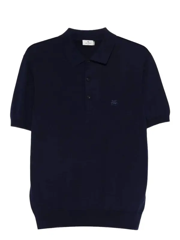 Etro Knitted Cotton Polo Shirt - Blue