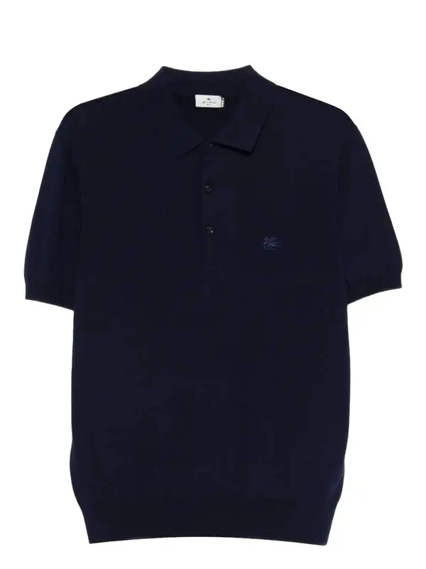 Etro Knitted Cotton Polo Shirt - Blue