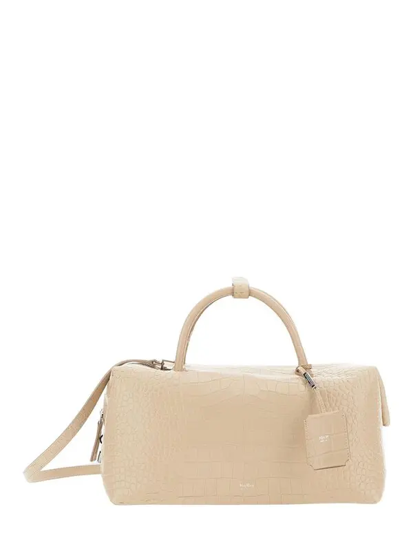 Max Mara Calf Leather Tote Bag - Blue