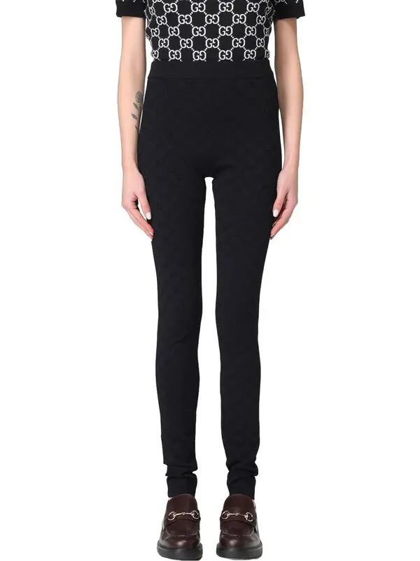 Gucci Gg Supreme Viscose Blend Knit Pants - Black