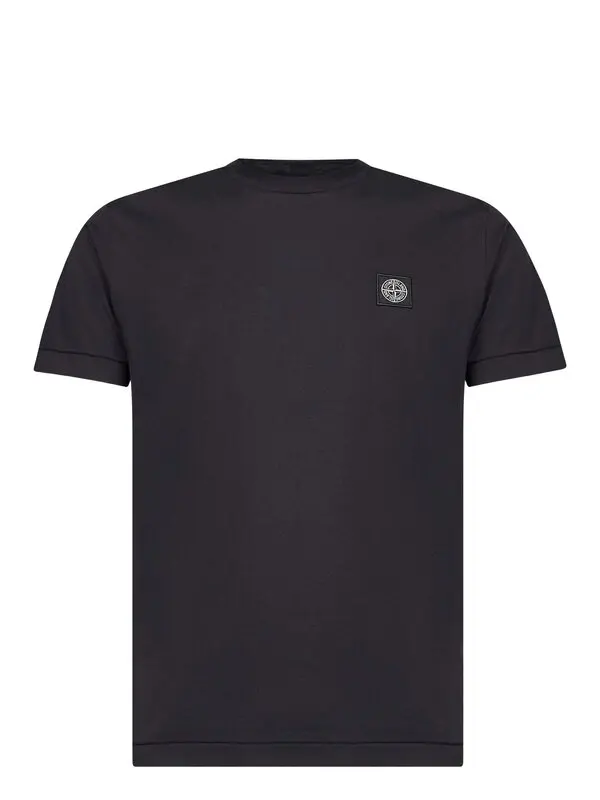 Stone Island Black Slim-fit Logo Patch T-shirt - Multicolor