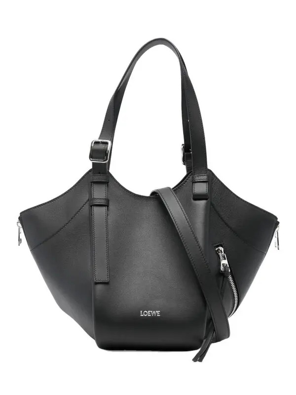 Loewe Hammock Flip Leather Shoulder Bag - Black