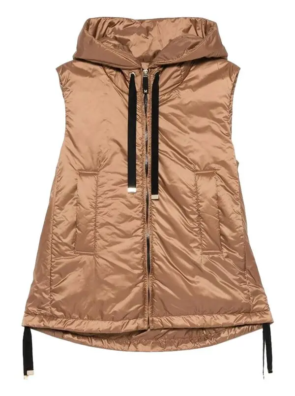 Max Mara Drawstring Hood Waistcoat - Brown