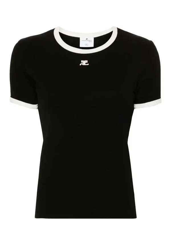 COURREGES Cotton Jersey T-shirt - Black