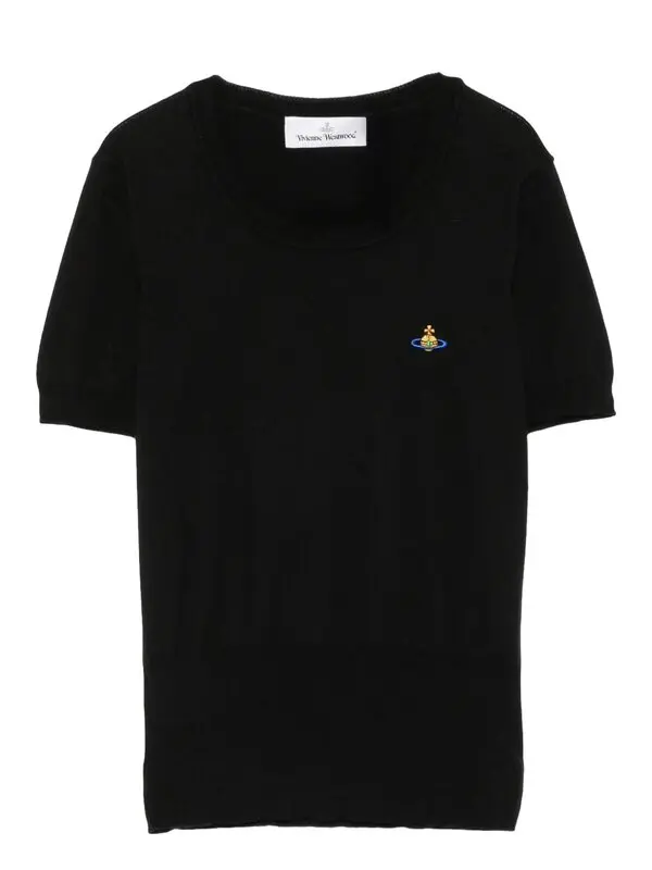 VIVIENNE WESTWOOD Bea Orb-embroidered Short-sleeve Top - Black