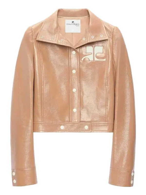 COURREGES Re-edition Cropped Vinyl Jacket - Brown