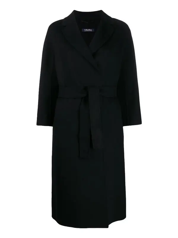 Max Mara Wool Belted Coat - Black