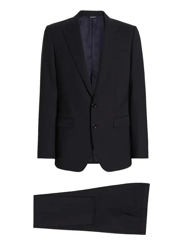 Dolce & Gabbana Martini Light Wool Gabardine Single-breasted Suit - Blue