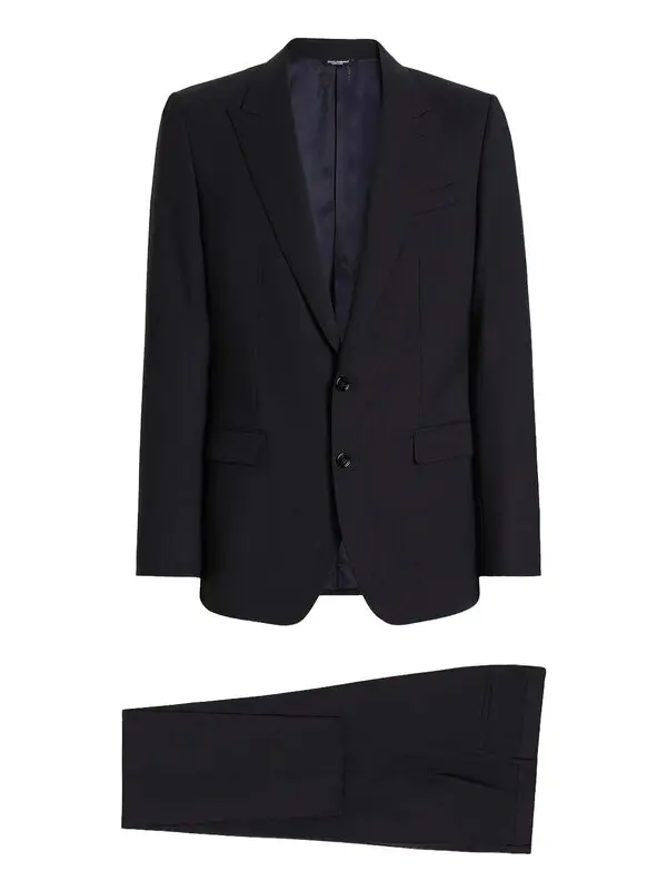 Dolce & Gabbana Martini Light Wool Gabardine Single-breasted Suit - Blue