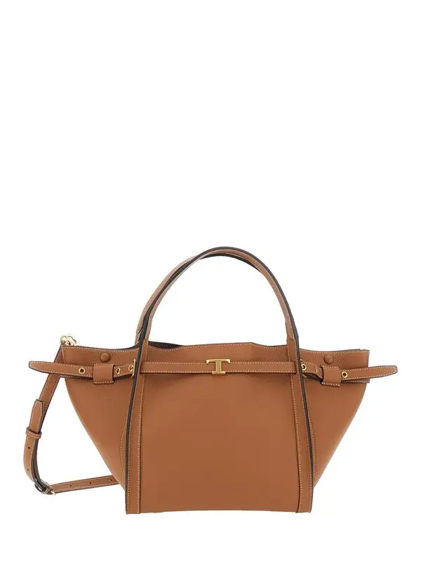 TOD'S Medium T Timeless Leather Tote Bag - Brown