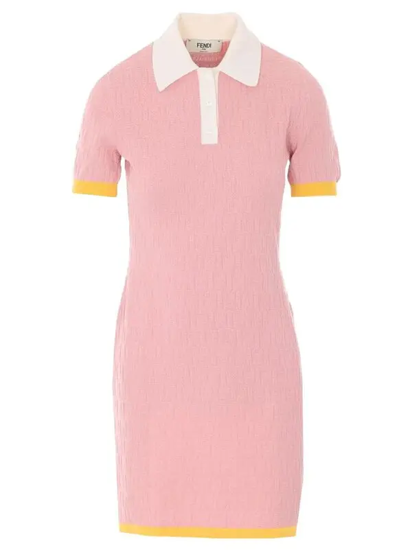 Fendi Ff Allover Motif Dress - Pink