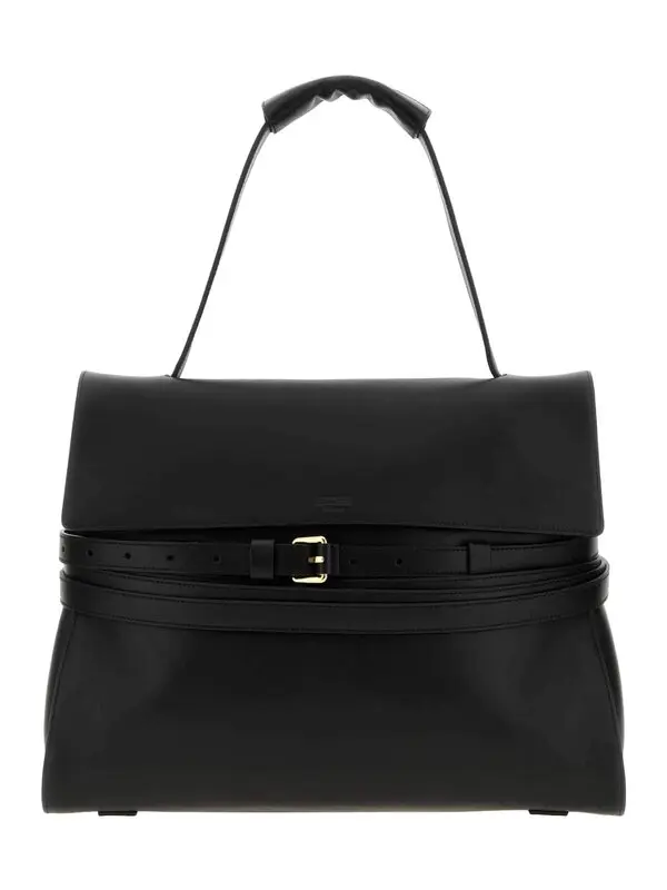Moschino Leather Medium Tie Me Handbag - Black