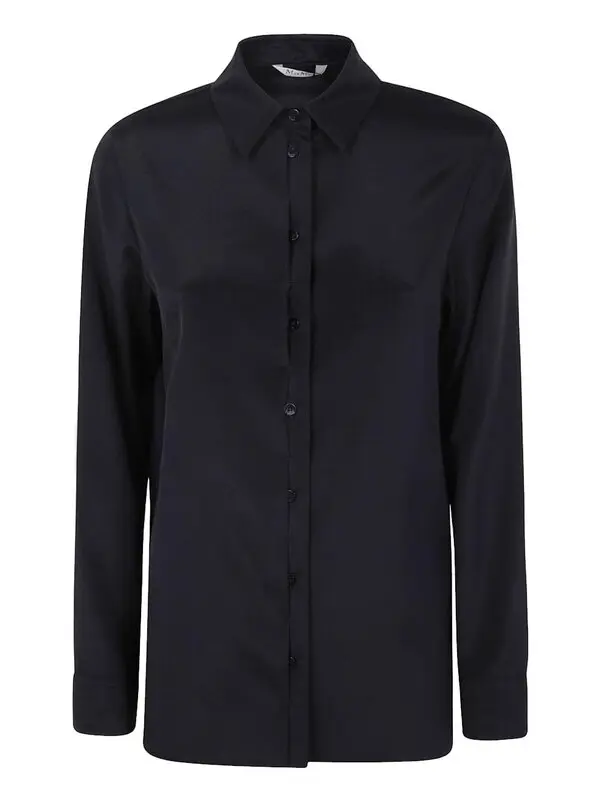 Max Mara Silk Blend Button Up Shirt - Black