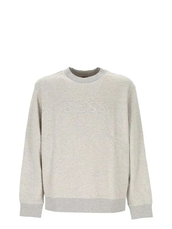BOSS Cotton Jersey Crewneck Sweatshirt - Gray