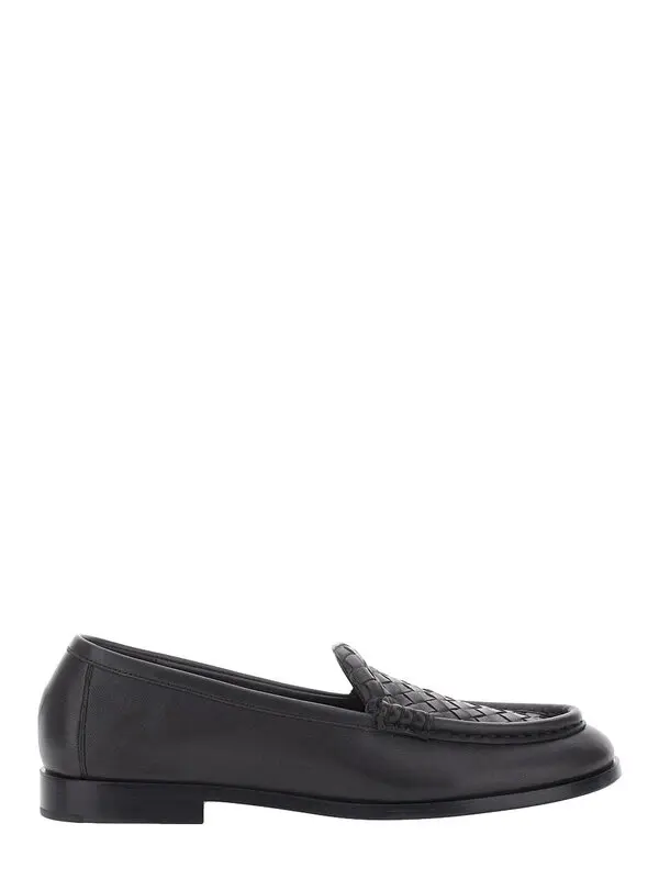 Bottega Veneta Silenzio' Loafers Brown With Intreccio Design In Leather For - Multicolor