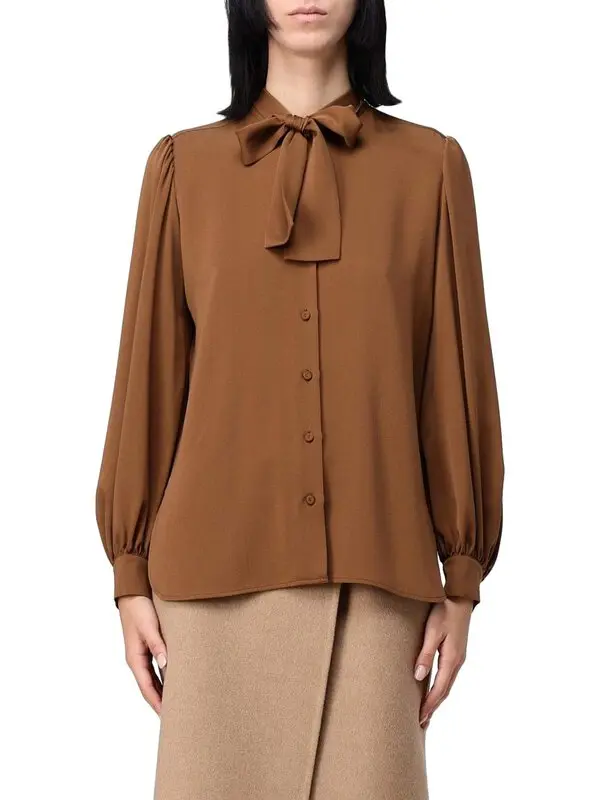 Max Mara Silk Tie Detailed Shirt - Brown
