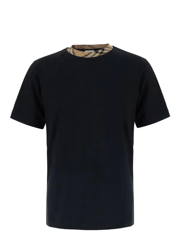 Burberry Ryan' Black T-shirt With Collar With Check Motif In Cotton For - Multicolor