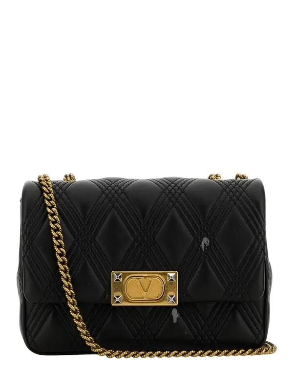 Valentino Garavani Nappa Leather Medium Quiltie 67 Shoulder Bag - Black