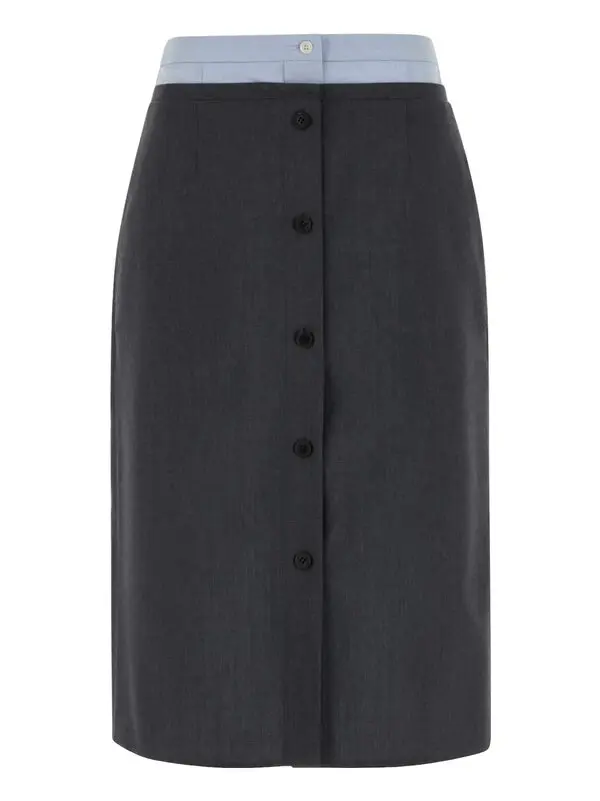 Prada Wool Blend Skirt - Gray