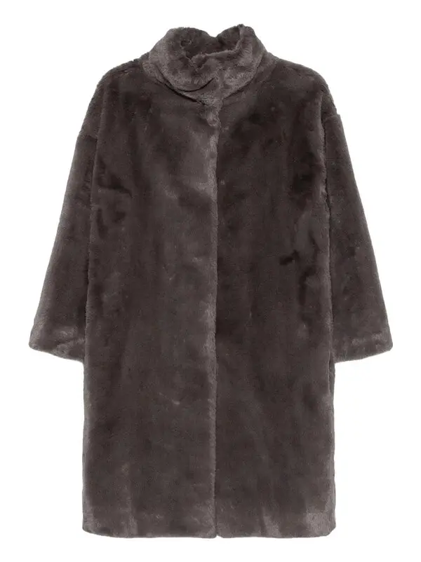 Herno High-neck Faux-fur Coat - Gray