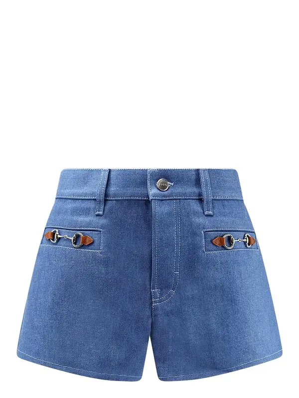 Gucci Cotton Shorts With Frontal Iconic Horsebits - Multicolor