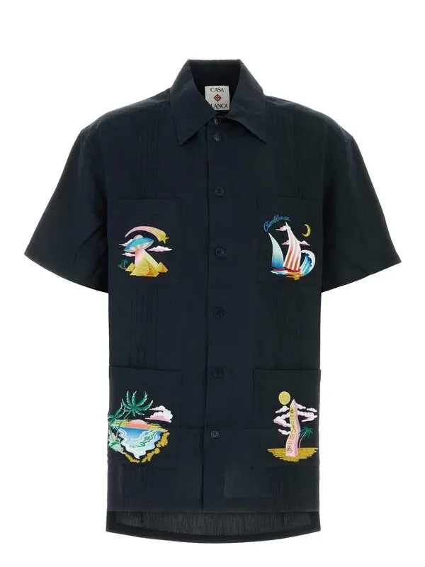 Casablanca Midnight Viscose Blend Shirt - Blue