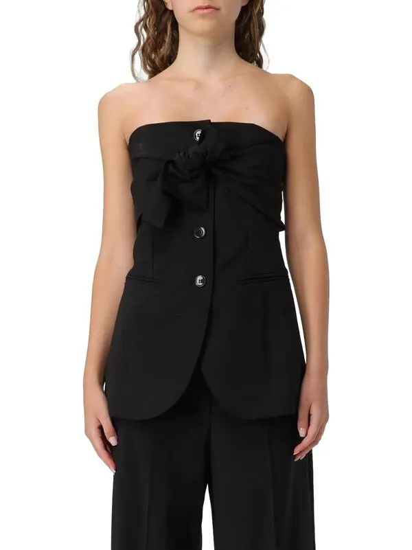 Max Mara Strapless Tie Detailed Top - Black