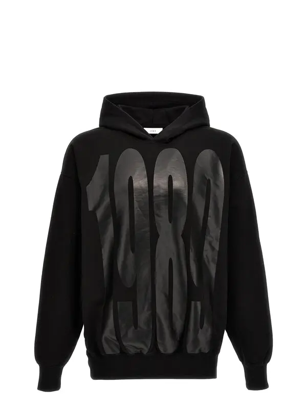 1989 STUDIO Faded Logo Cotton Hoodie - Black
